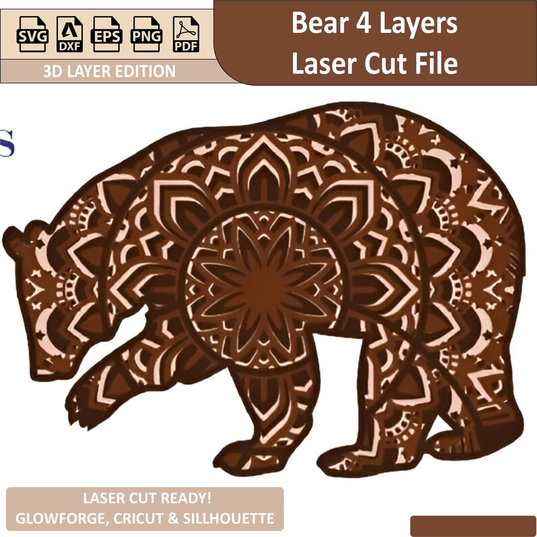 Laser Cut Bear Layered SVG File, 4 Layer 3D Paper Cut Design, Woodland ...