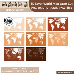 Multilayer World Map Laser Cut, 3D Layer World Map SVG Files for Cricut ...