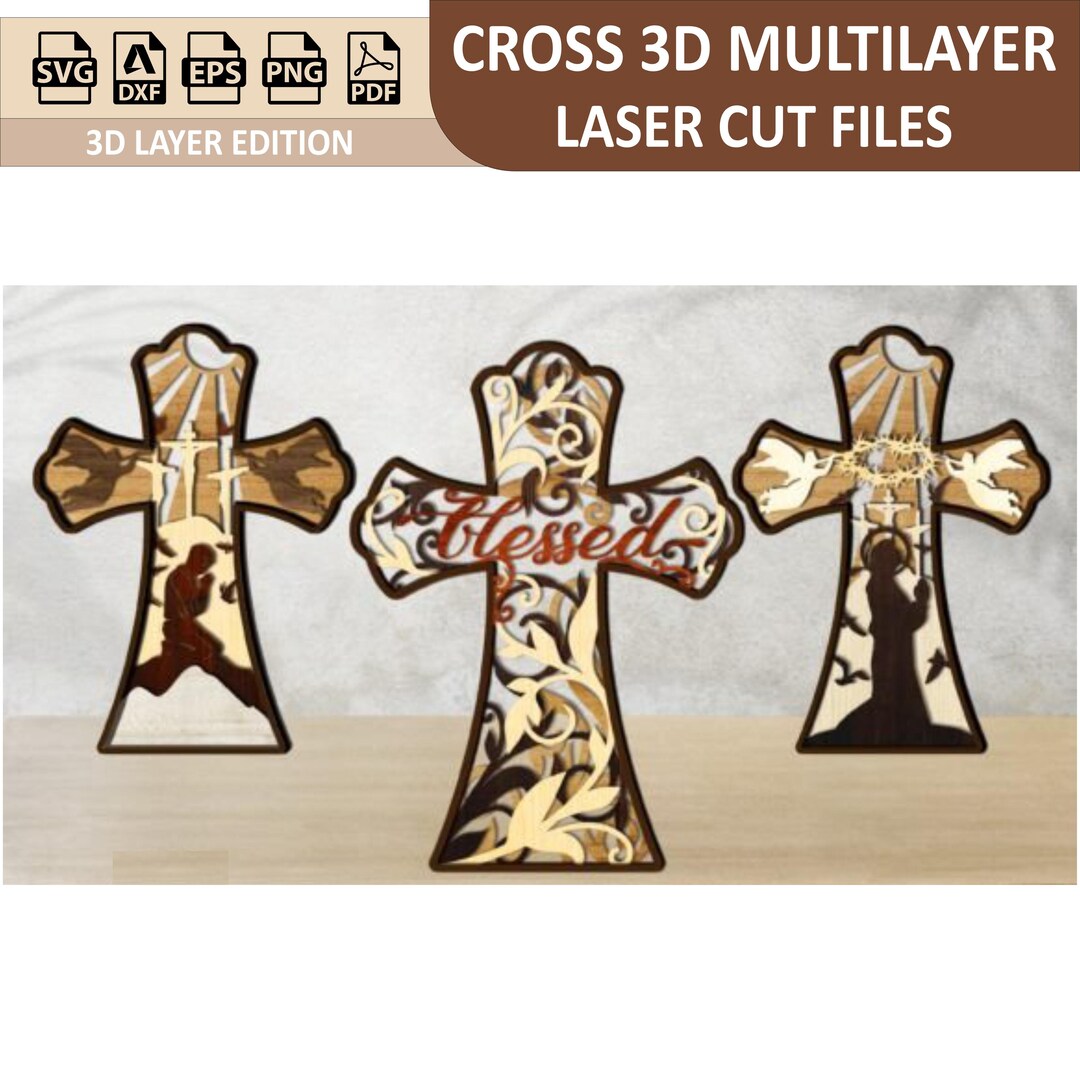 CROSS Laser Cut File - Religious Layered SVG & Christian Jesus Art for ...