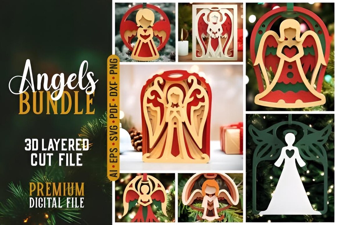 3D Layered Angels SVG Bundle | Cut Files for Cricut & Silhouette ...