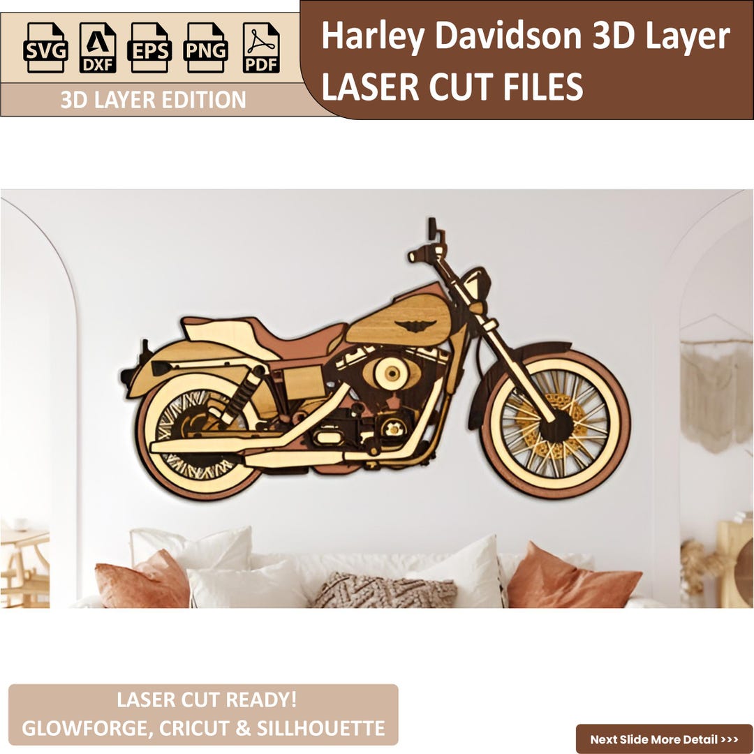 Motorcycle Multilayer Laser Cut File - SVG, DXF for Glowforge & CNC ...