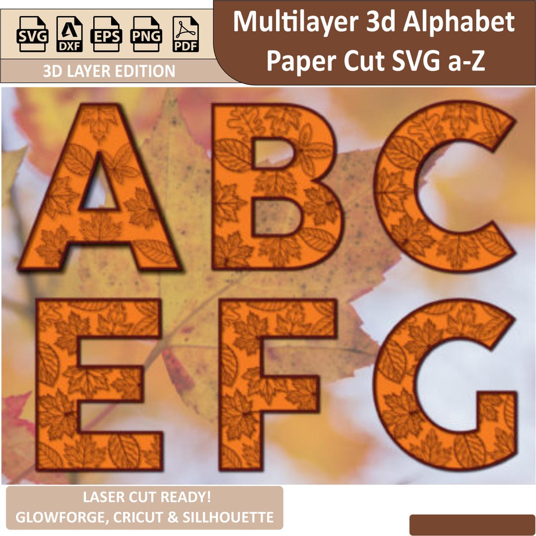 3D Alphabet Paper Cut SVG Files A-z, Multilayer Letter Templates for ...