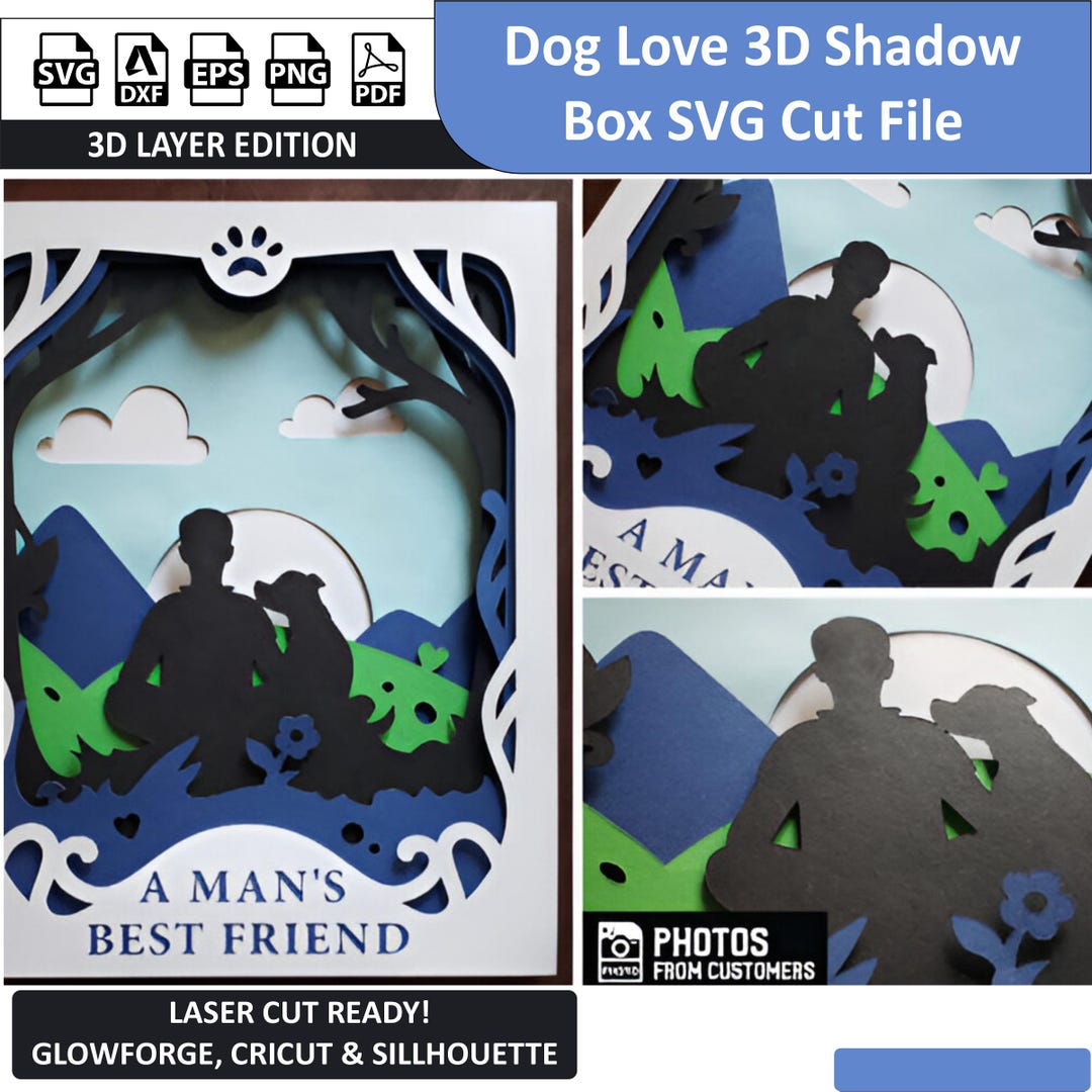 Dog Love 3D Shadow Box SVG Cut File - Layered Paper Art Template for ...