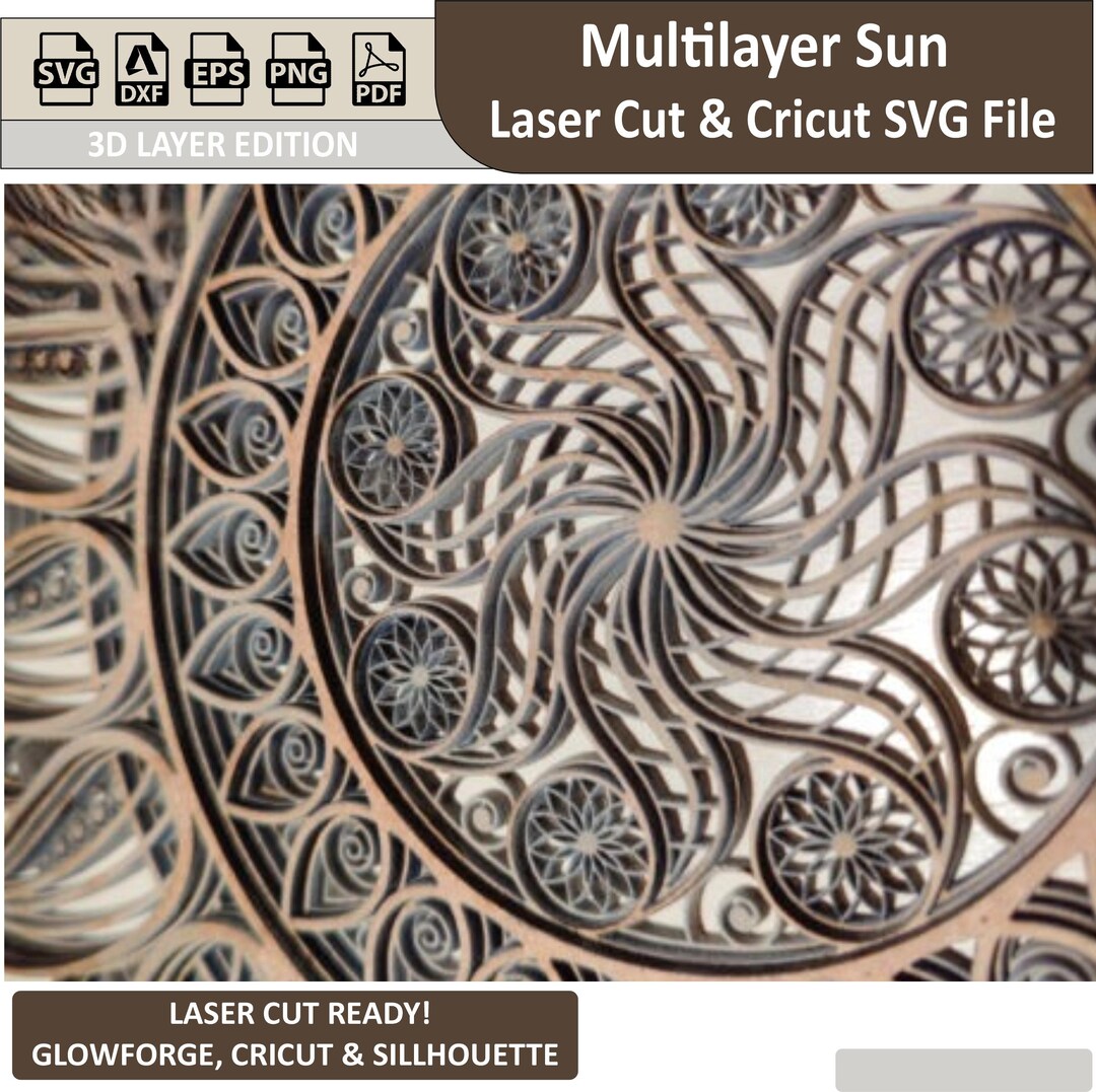 Multilayer Sun SVG File – Laser Cut & Cricut Digital Download, 3D Paper ...