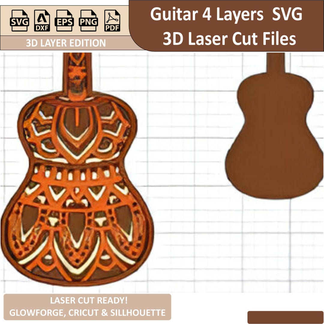 Laser Cut Files Guitar 4 Layers SVG Design for DIY Crafting ...
