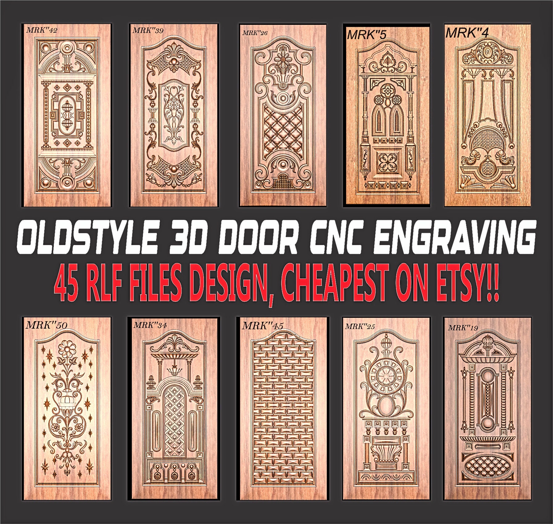 Oldstyle 3D Door CNC Engraving 45 Artcam RLF Files Design - Etsy