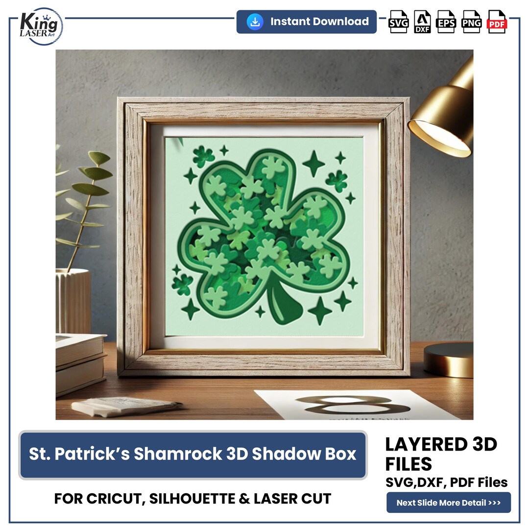 St. Patrick’s Shamrock 3D Shadow Box SVG , 3D Mandala Paper Craft for ...