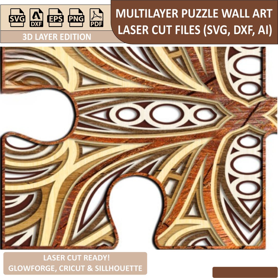 Multilayer Puzzle Wall Art SVG Laser Cut Files | 3D Layered Mandala ...