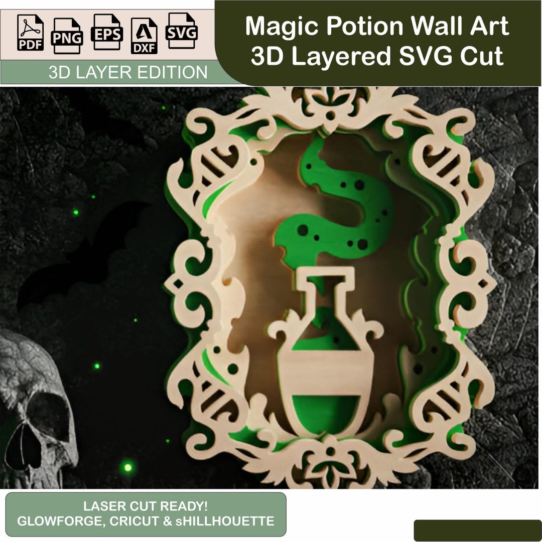 Magic Potion Wall Art 3D Layered SVG Cut File for Cricut & Silhouette ...