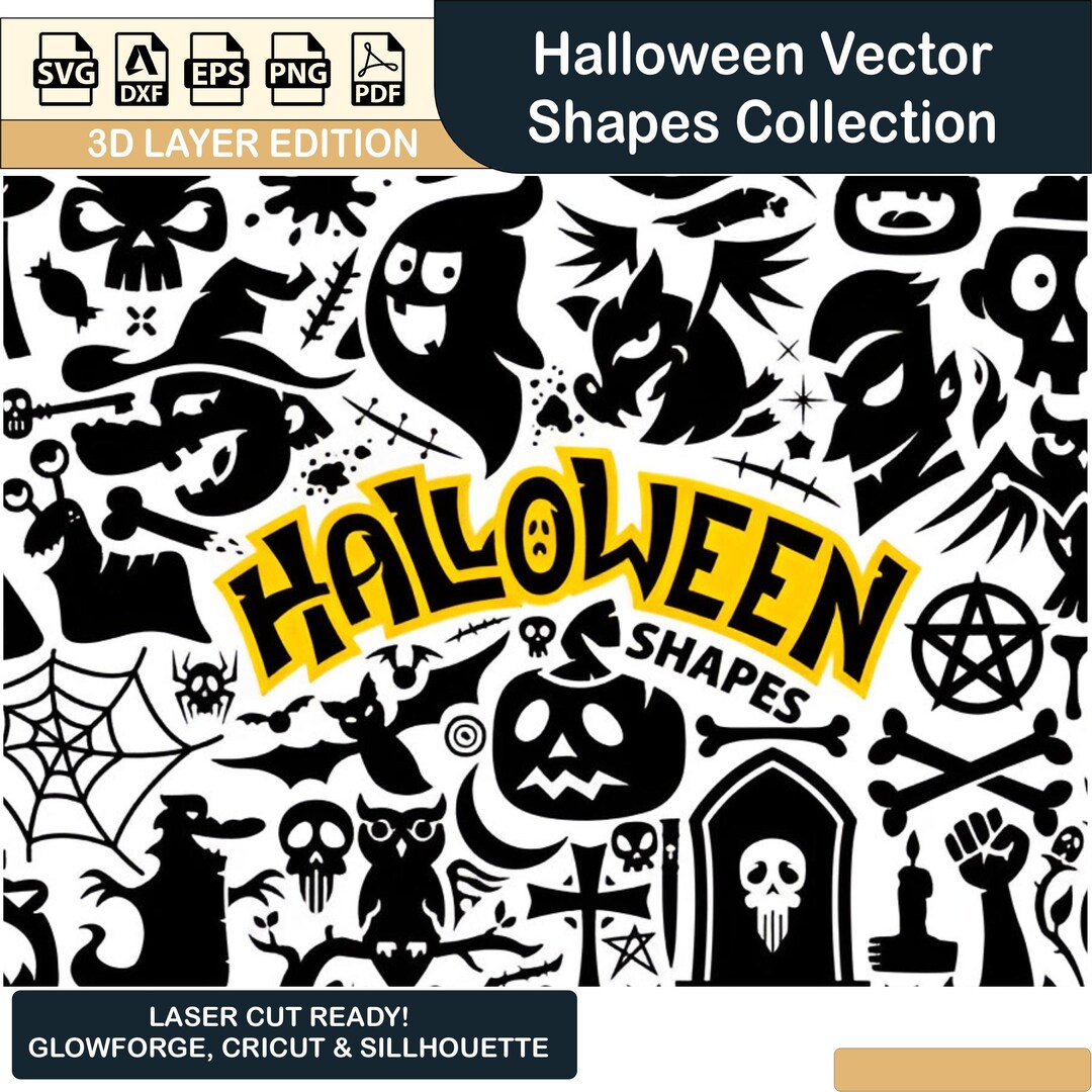 Halloween Vector Shapes Collection: Spooky Clipart for DIY Crafts ...