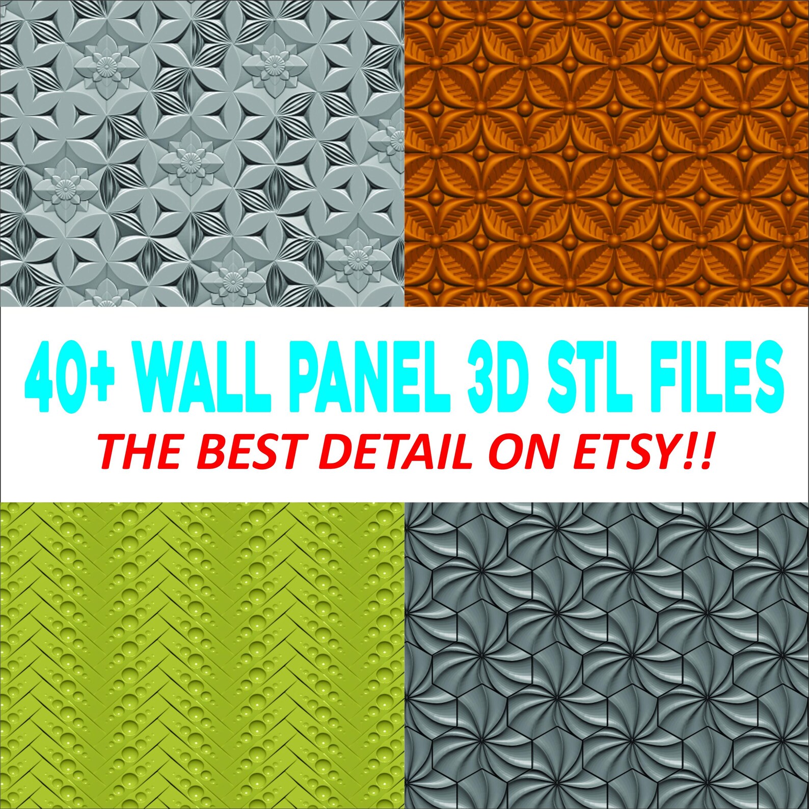 3D STL Files for CNC Router , 40+ Parametric Pattern Wall Panels ...