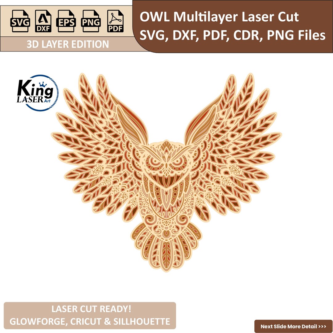 OWL Multilayer Laser Cut File, OWL Multilayer SVG Files for Cricut ...