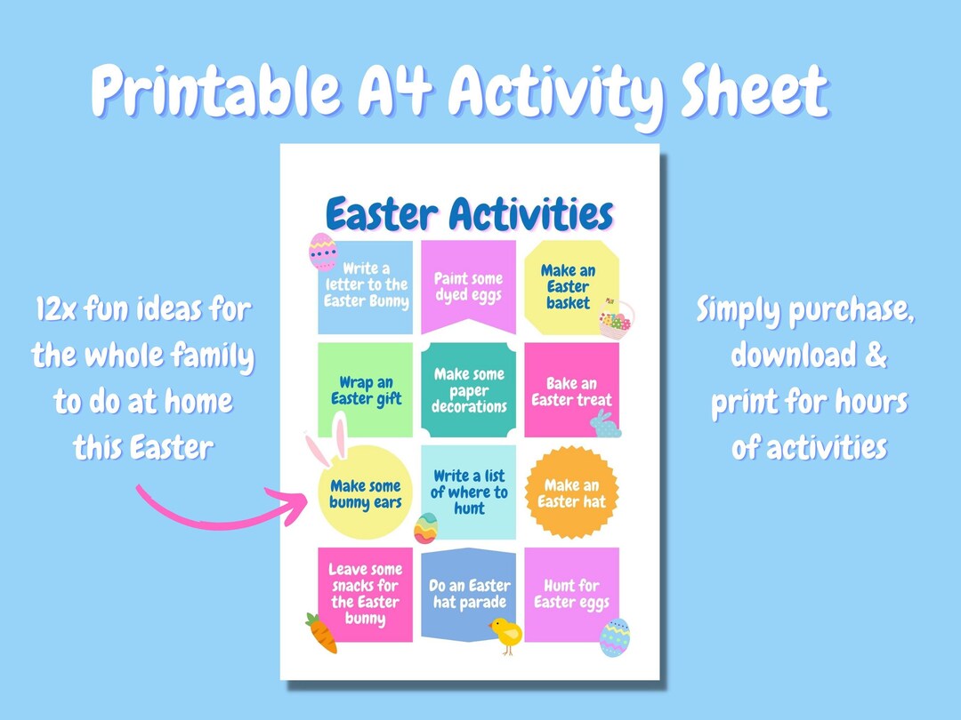 Easter Activity List | Printable Easter Games for Kids - Etsy