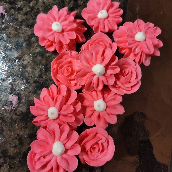 Pink Icing Flowers - Etsy