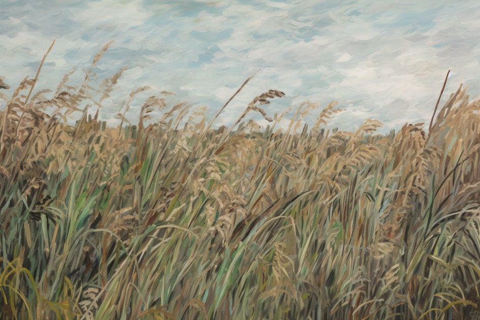 Tall Grass in Field Painting Digital Download Wall Art Rustic - Etsy