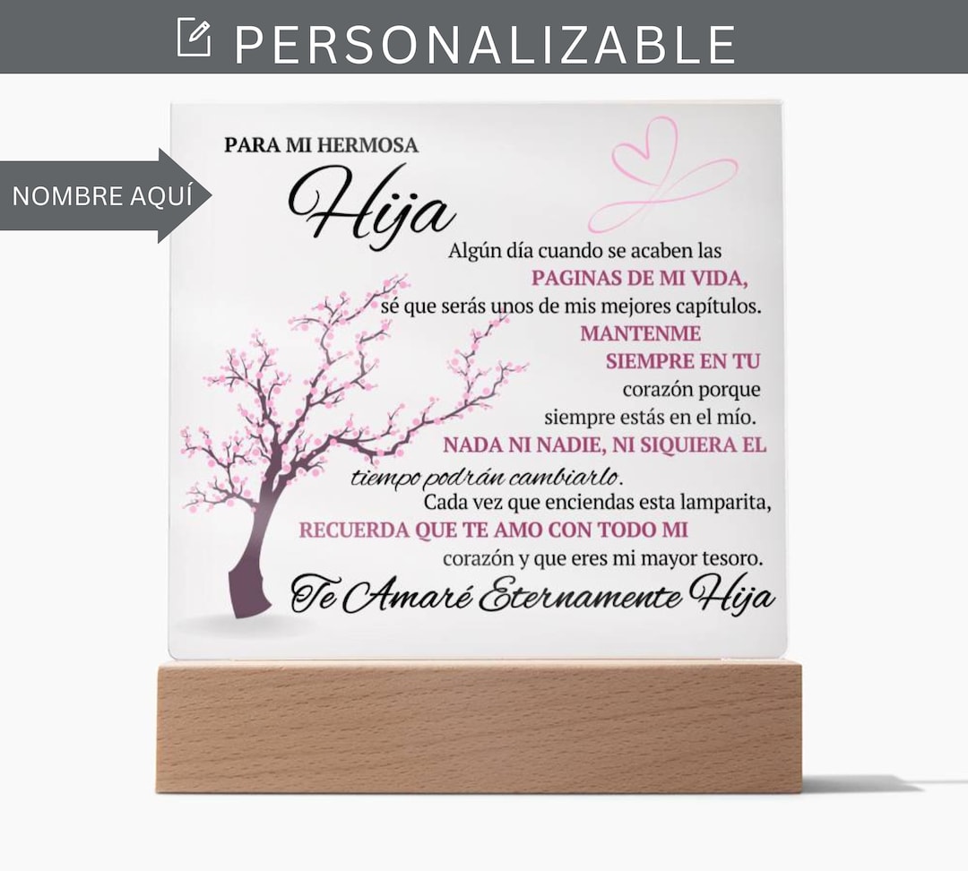 Para Mi Hermosa Hija Placa Acrílico Personalizable Regalo Para Hija ...