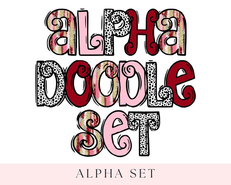 Paint Brush Stroke Alpha Doodle Set, Lined Alphabet, PNG Letters, DTF ...