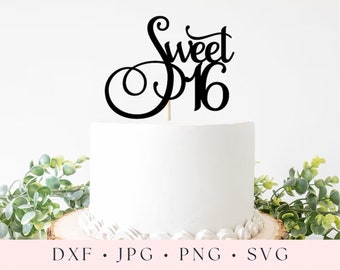 Sweet 16 Svg Png Sixteen Cut File Silhouette Cut File Cricut Cut File ...