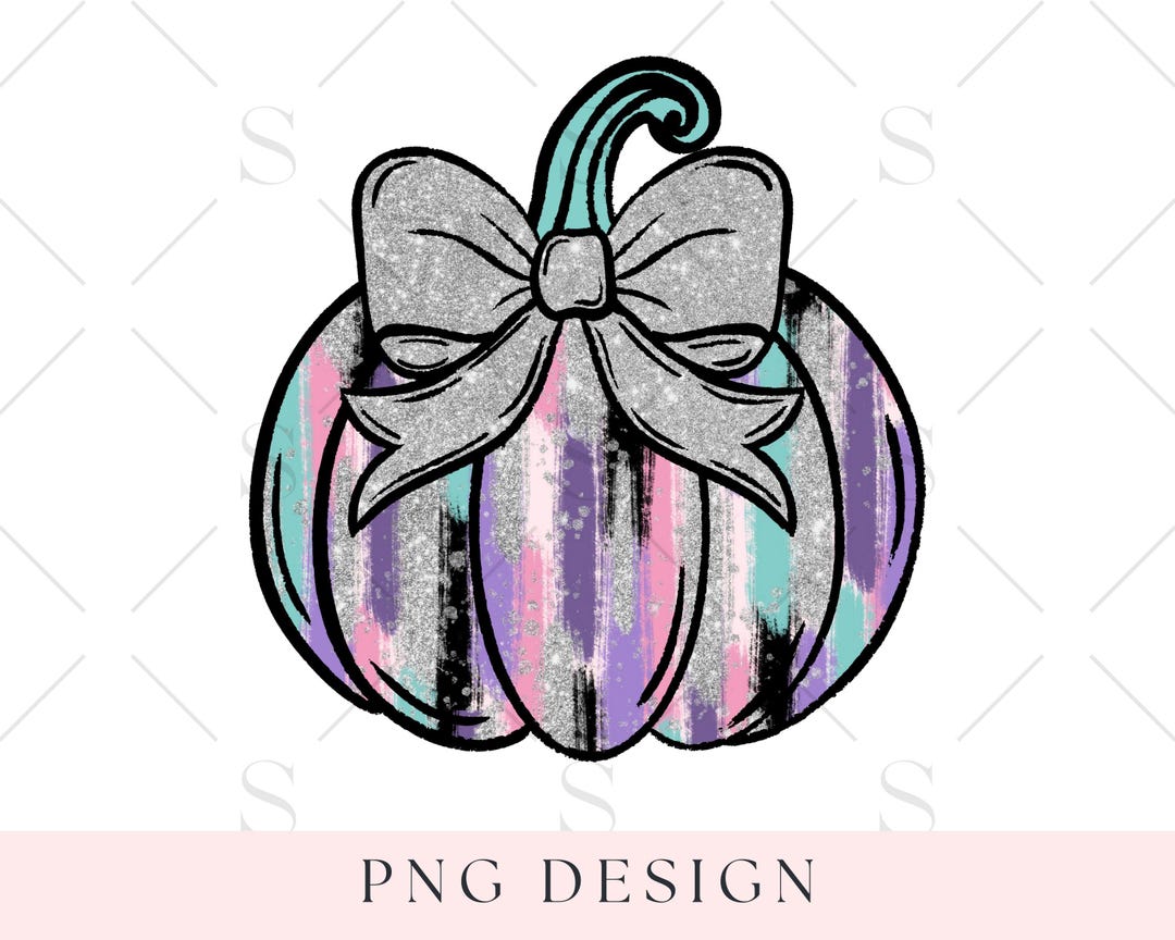 Hand Drawn Pumpkin With Coquette Bow PNG Design, Commercial Use Clipart ...