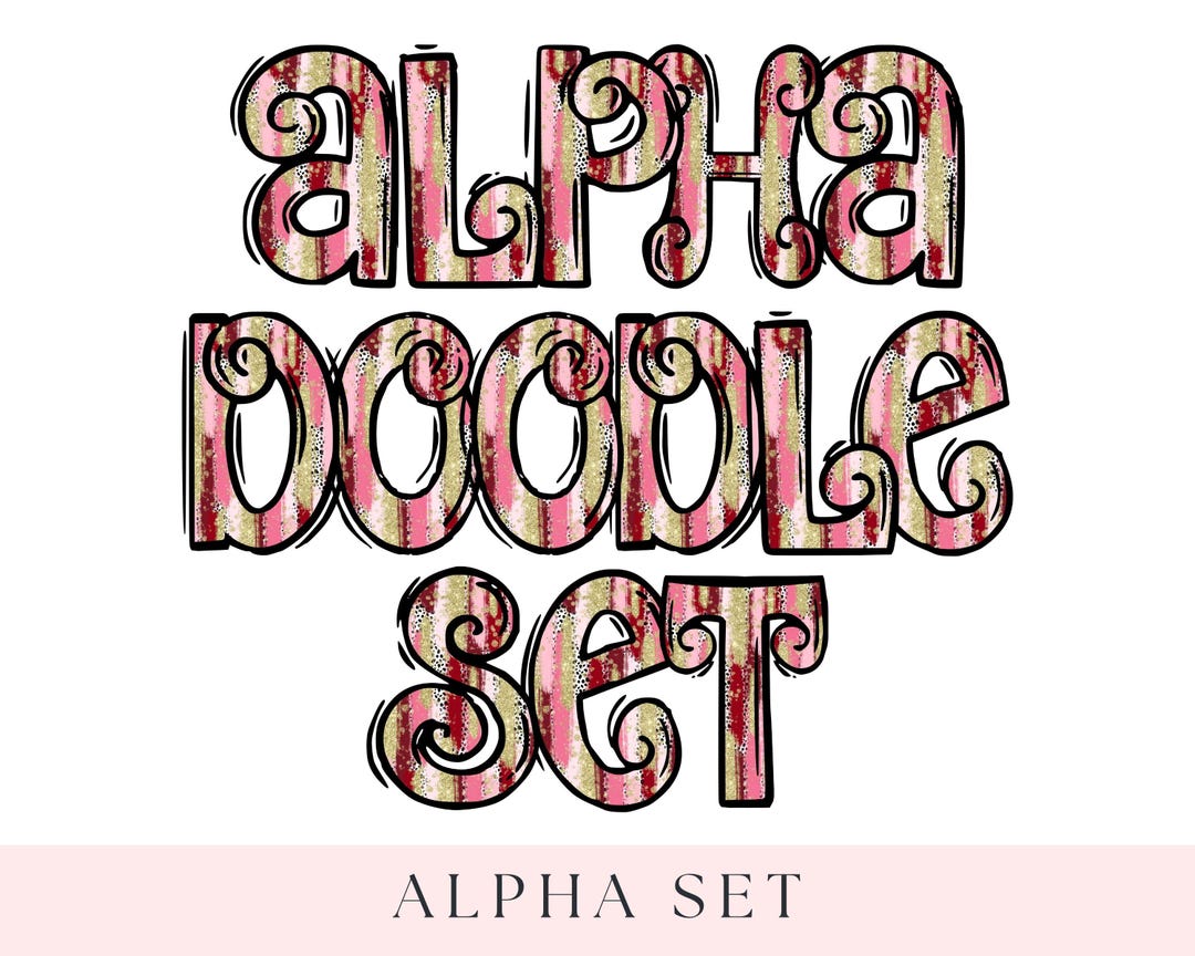 Paint Brush Stroke Alpha Doodle Set, Lined Alphabet, PNG Letters, DTF ...
