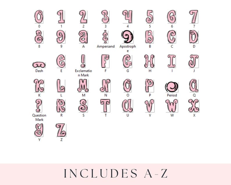 Paint Brush Stroke Alpha Doodle Set, Lined Alphabet, PNG Letters, DTF ...