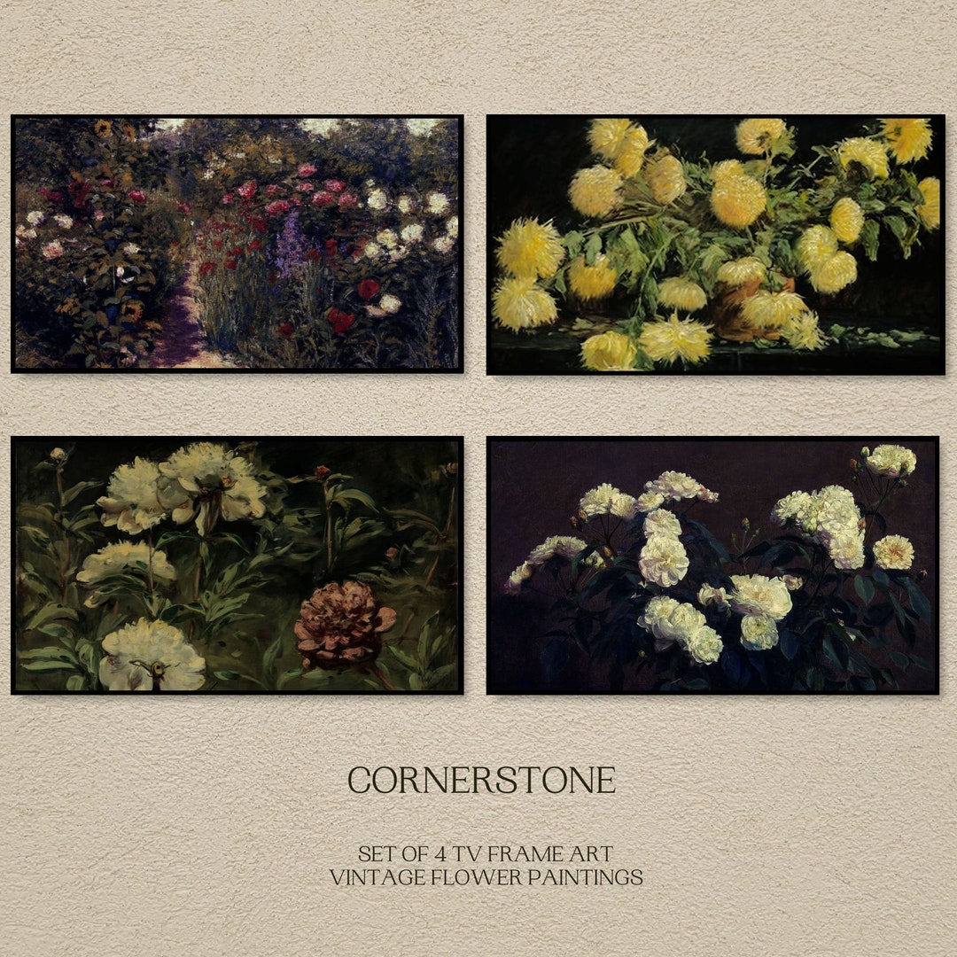 Vintage Flower Painting Set for Frame Tv's Samsung Tv Frame Art Vintage ...