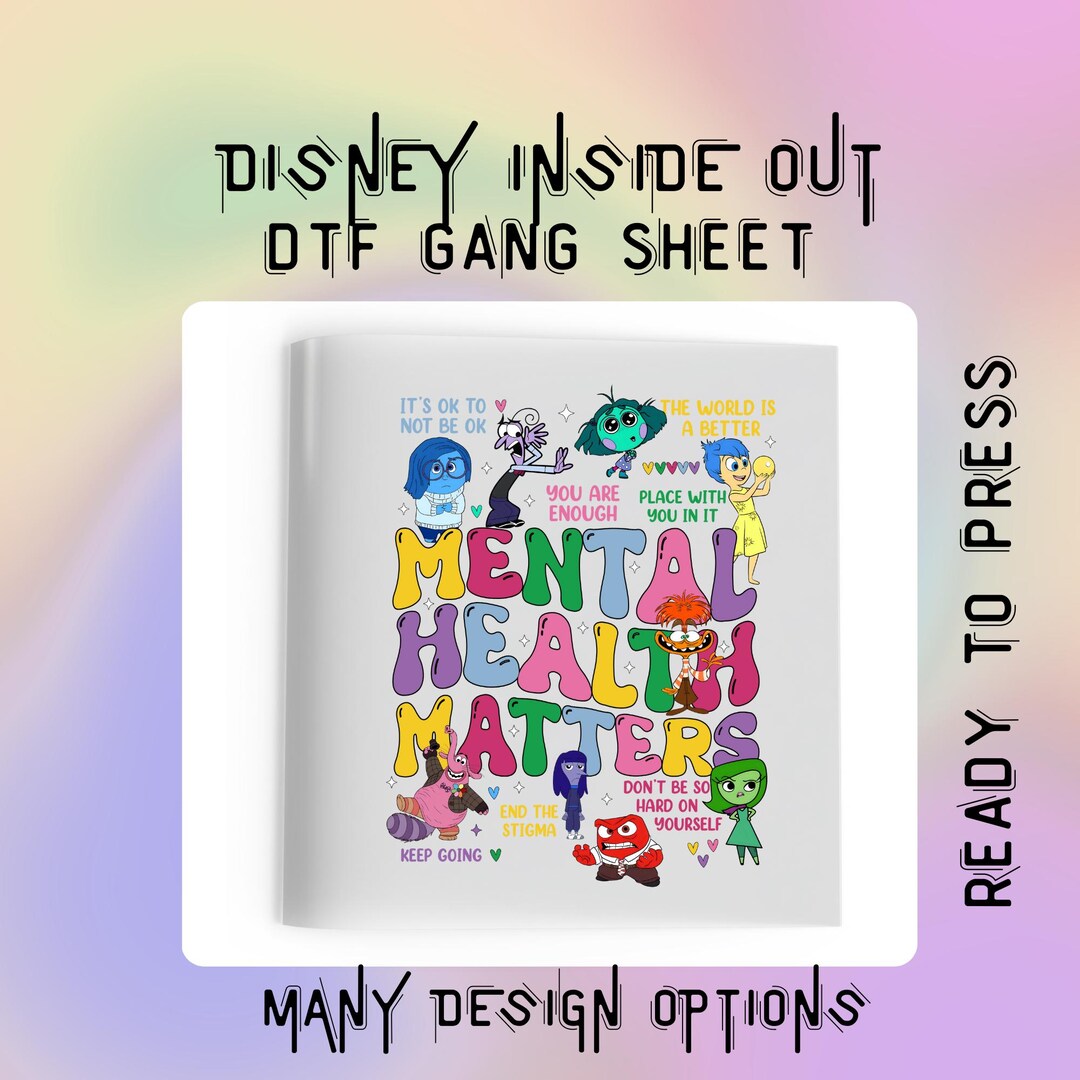Disney Inside Out Mental Health Matters DTF Gang Sheet, Inside Out in ...