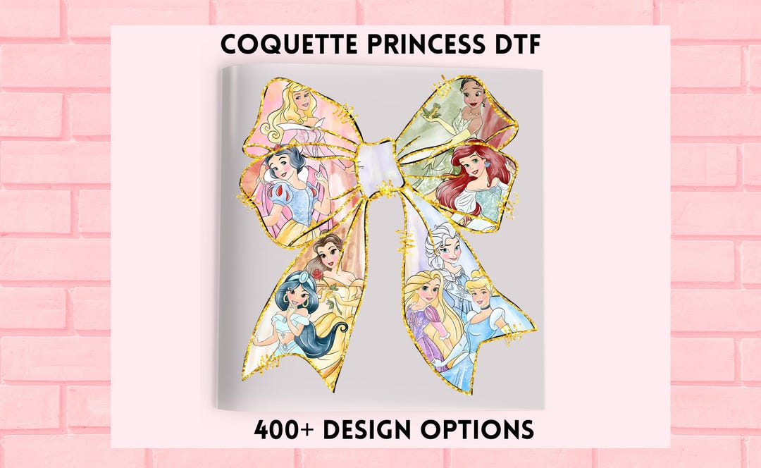 Watercolor Princess Coquette Bow DTF Transfer, Ready to Press - Etsy