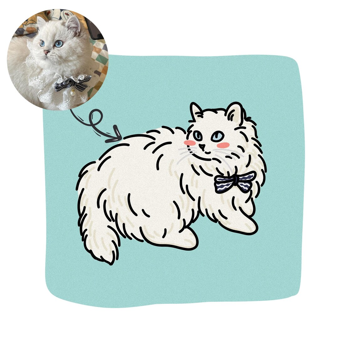Custom Cute Pet Portrait, Digital Pet Drawing, Minimalist Cartoon Pet ...