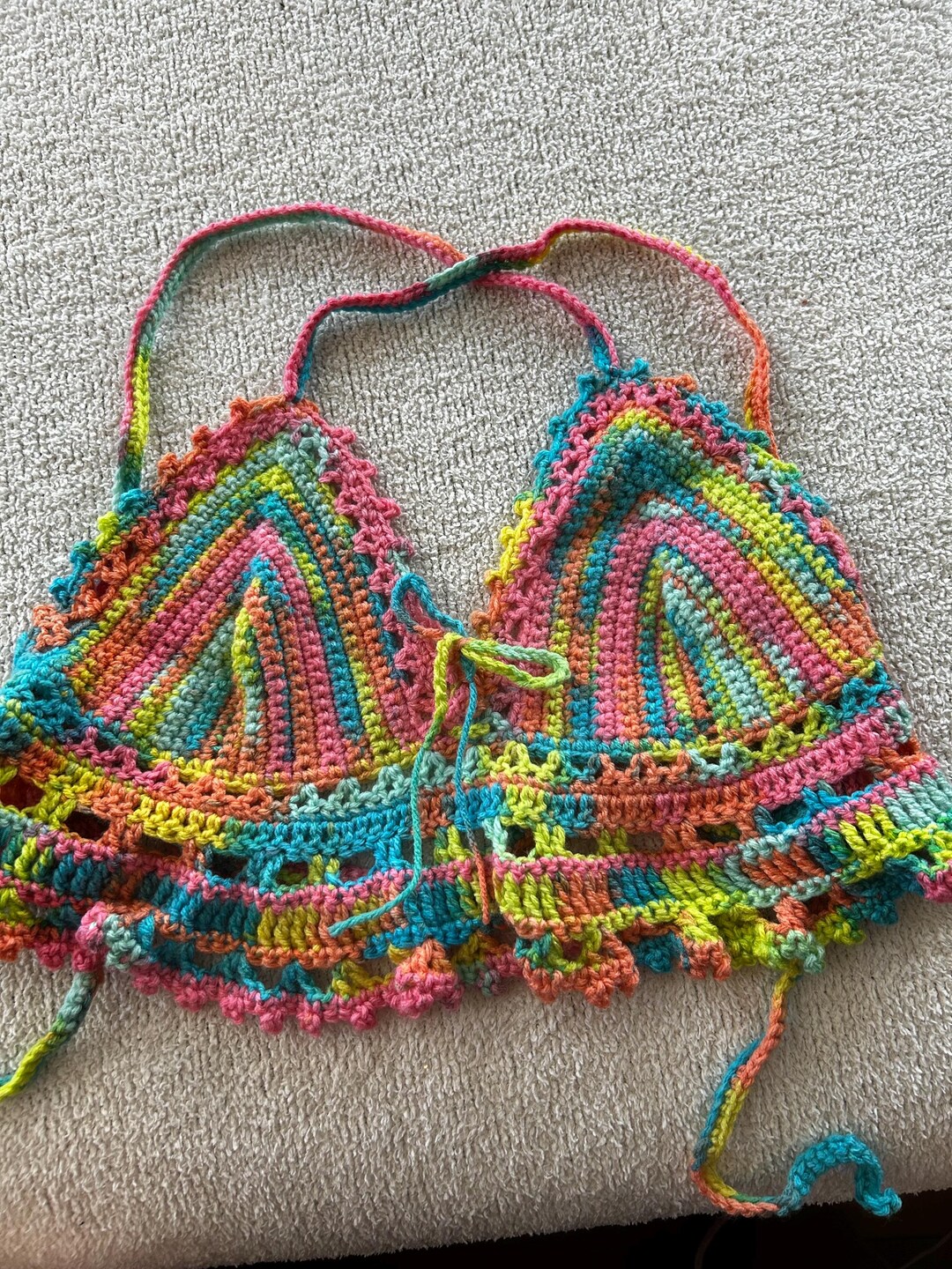 Adjustable Crochet Halter Top - Colorful Handmade Bralette - Etsy