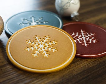 3D Printed Snowflake Coasters – Winter-themed Coaster Set for Holiday ...