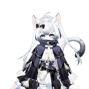 Live2d Premade Vtuber Model : Black Cat Ninja - Commercial FULLY RIGGED ...