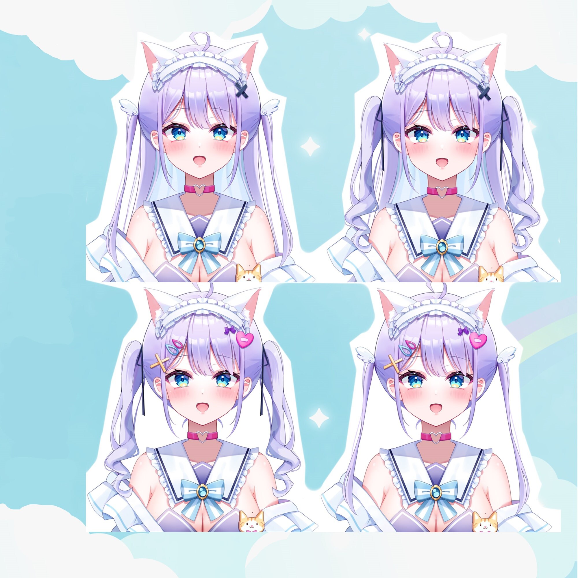 Modelo Vtuber prefabricado Live2d: Blue Cat Maid Girl Modelo Vtuber ...