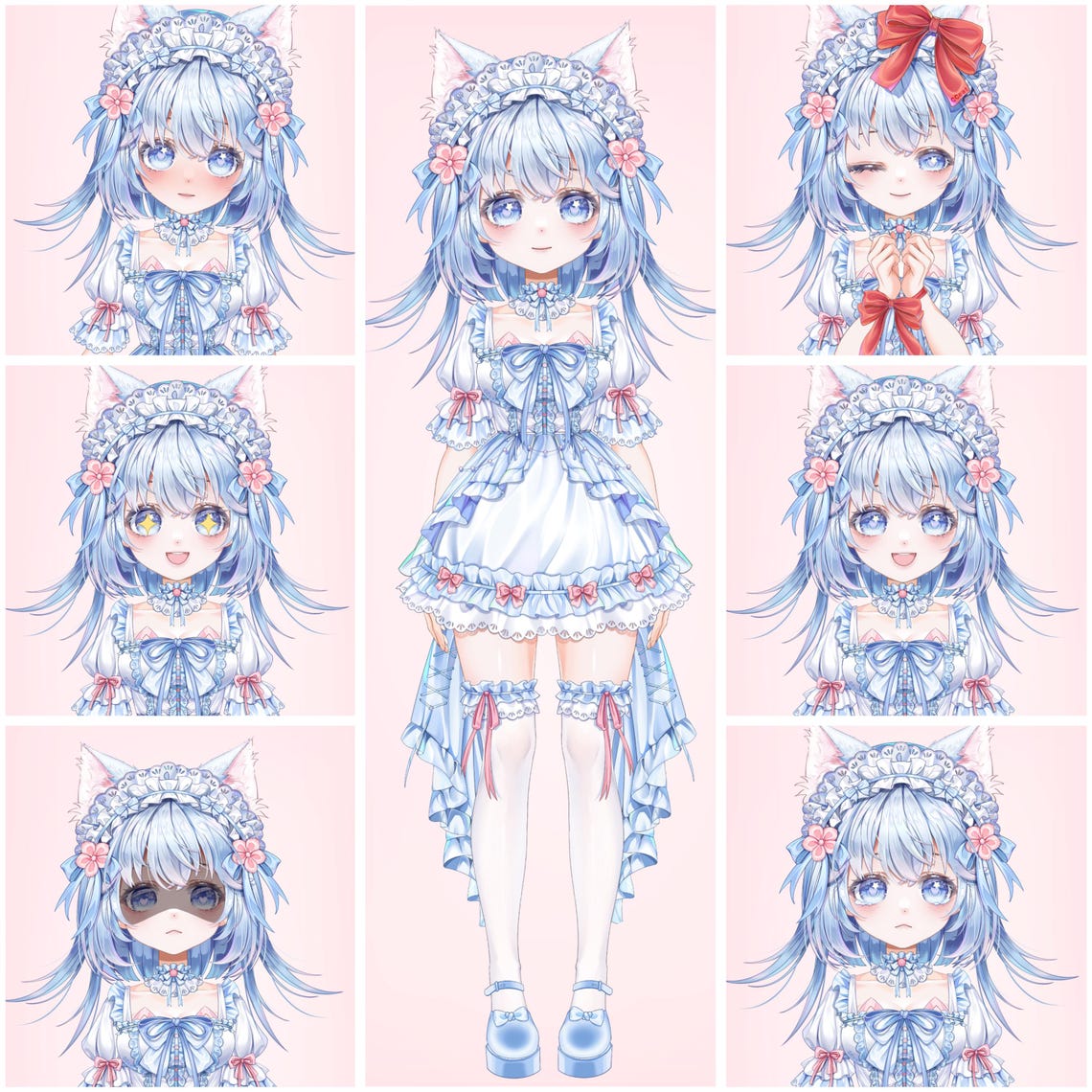 Live2d Premade Vtuber Model : Female Blue Angel - Commercial FULLY RIGGED - Ready to Use ...