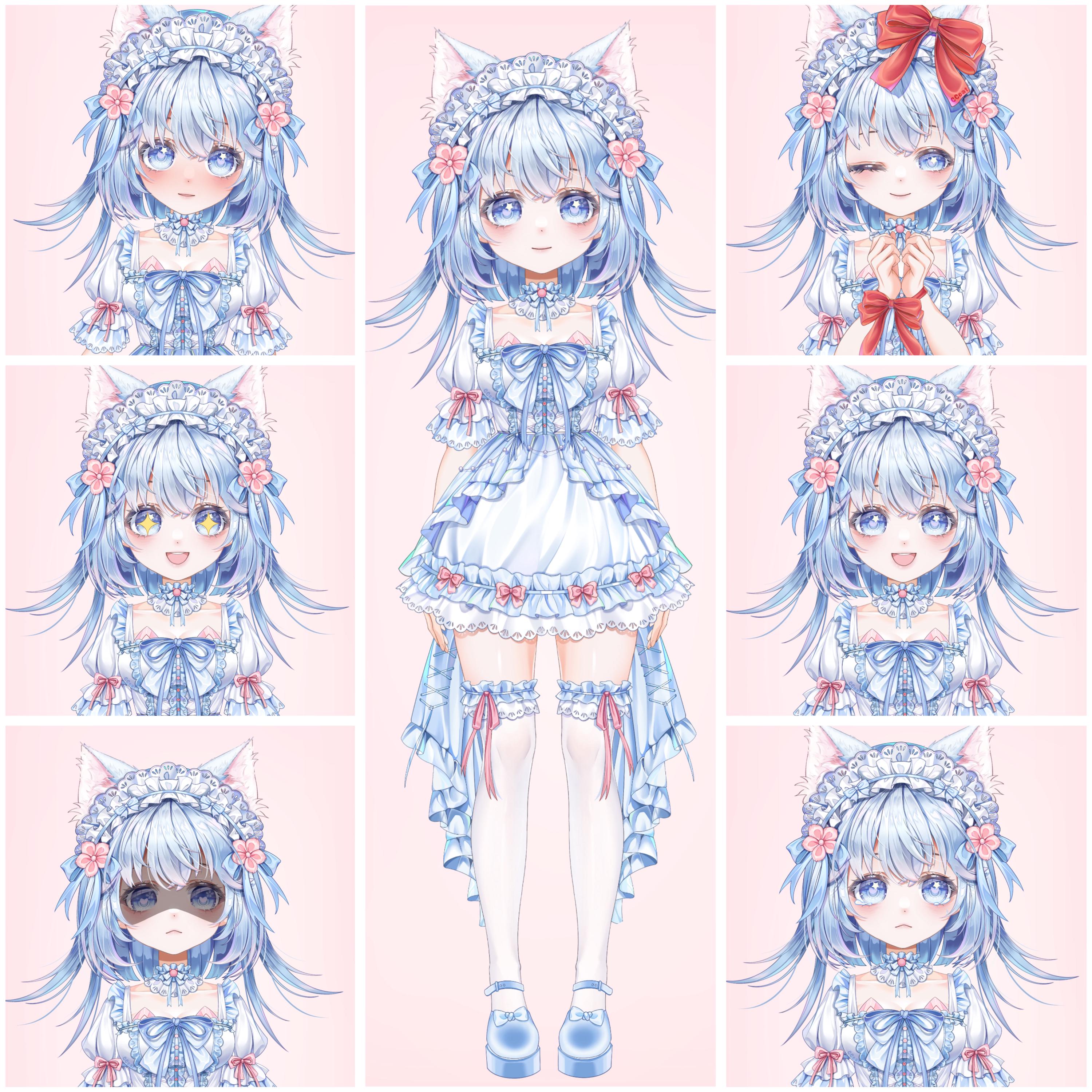 Live2d Premade Vtuber Model : Female Blue Angel - Commercial FULLY ...