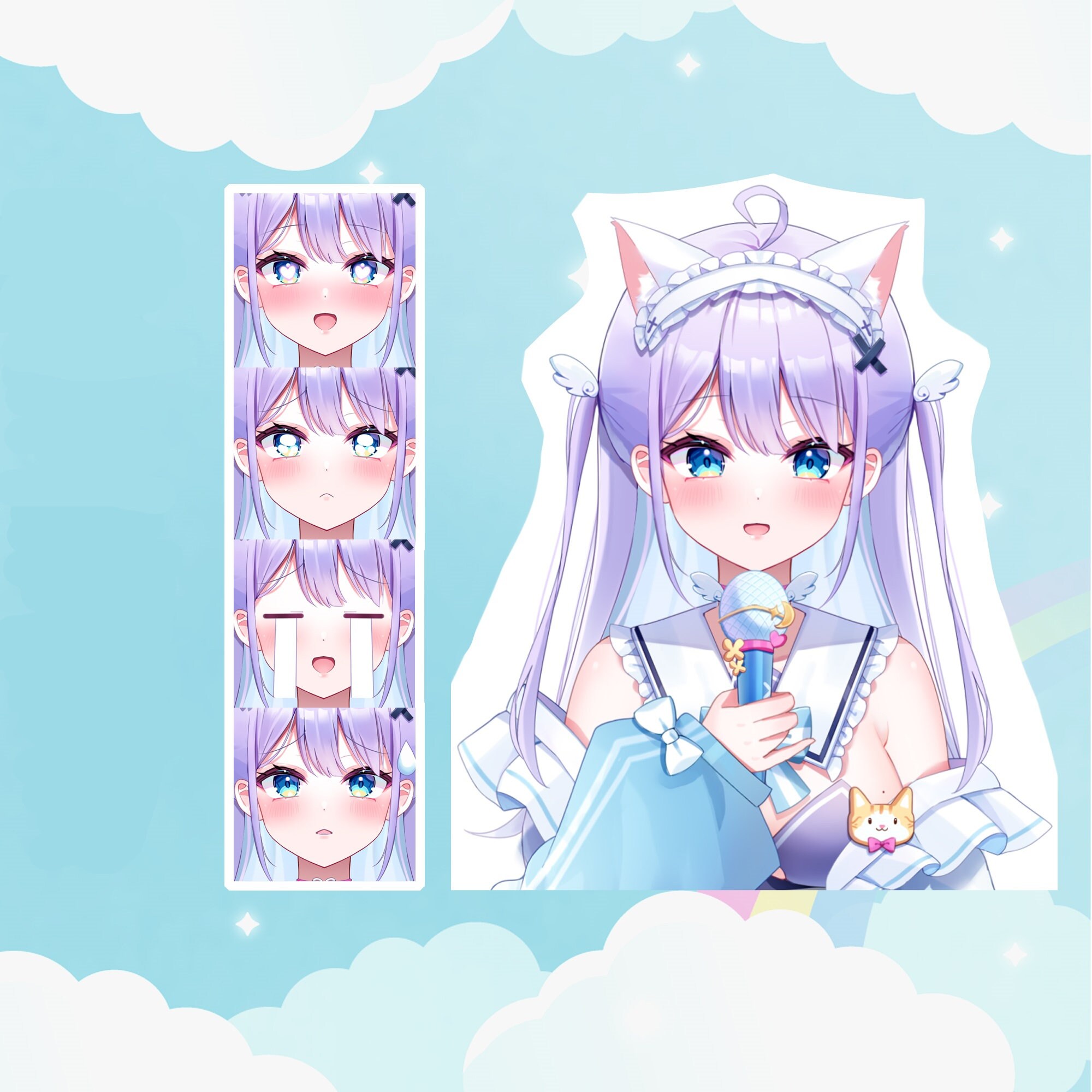 Modelo Vtuber prefabricado Live2d: Blue Cat Maid Girl Modelo Vtuber ...