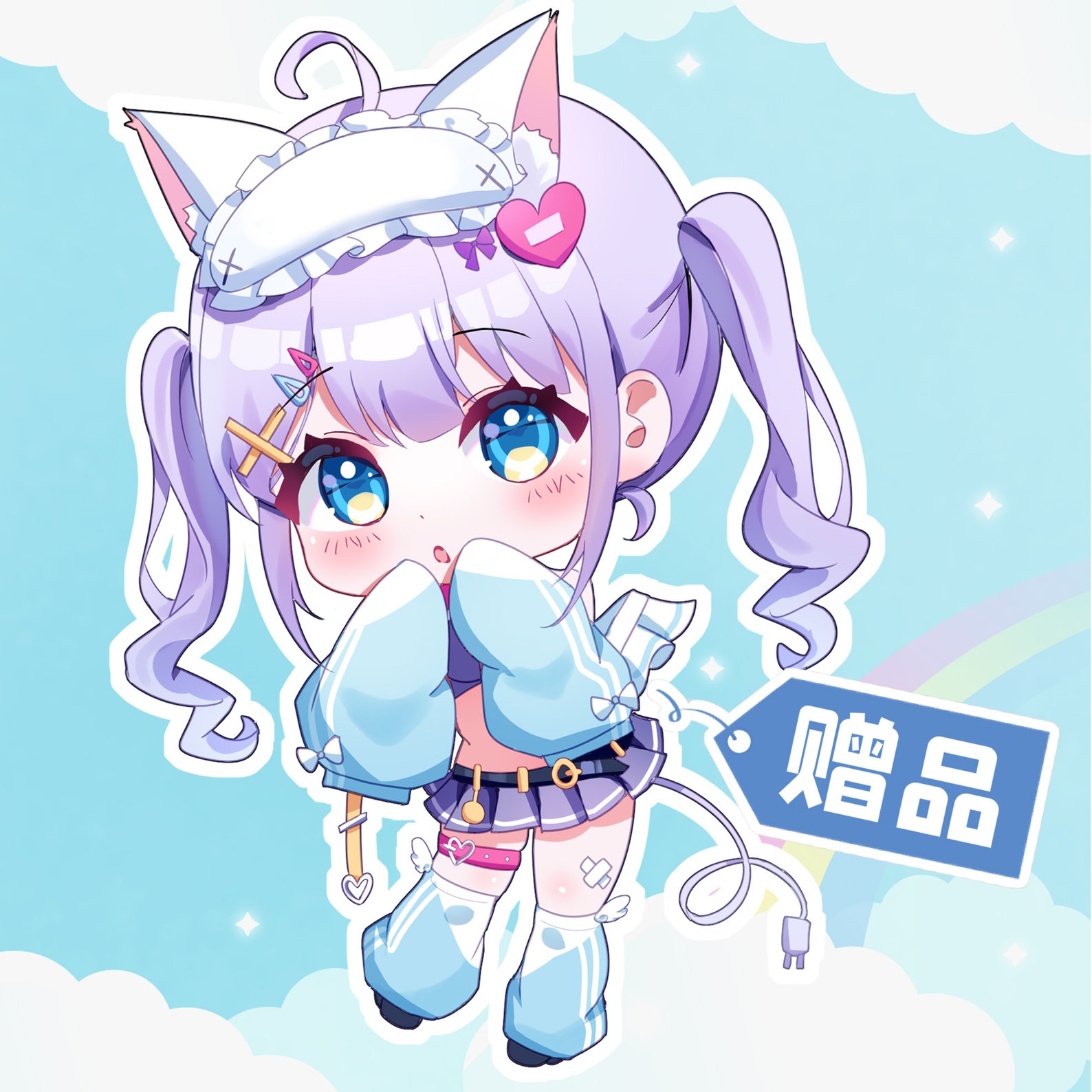 Modelo Vtuber prefabricado Live2d: Blue Cat Maid Girl Modelo Vtuber ...