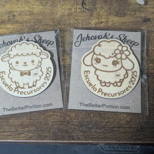 Personalized JW Sheep Pin, Theocratic Wood Gift Magnet or Keychain for ...