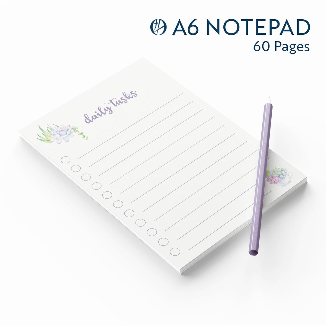 A6 Daily Tasks Notepad Desktop Organiser Checklist 60 Pages Bright ...