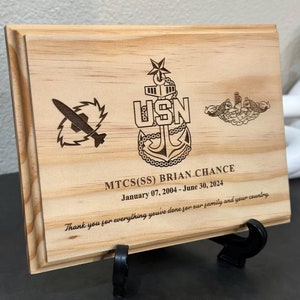 Laser Engraved Personalized US Navy Retirement Plaque - Handcrafted for ...
