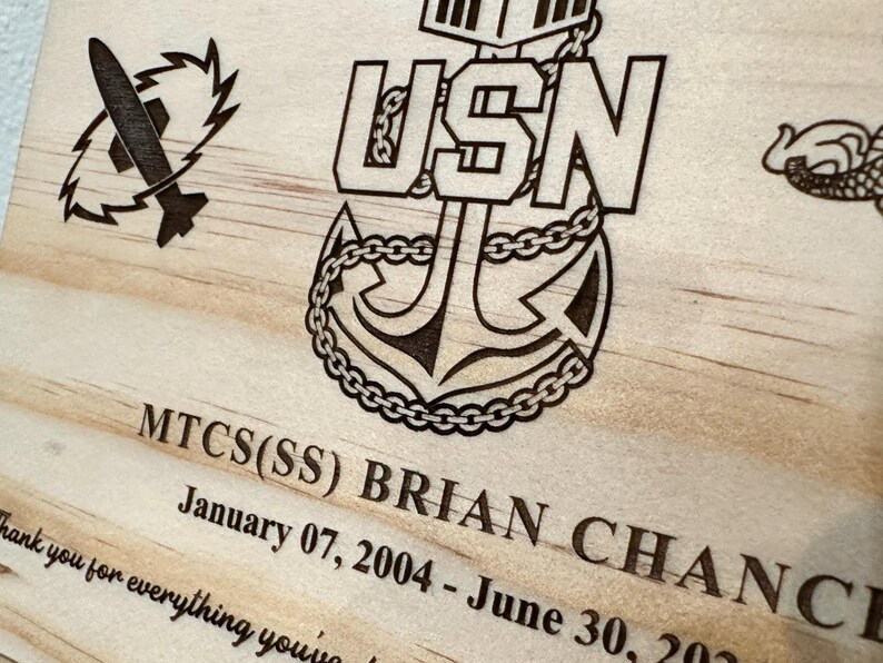 Laser Engraved Personalized US Navy Retirement Plaque - Handcrafted for ...