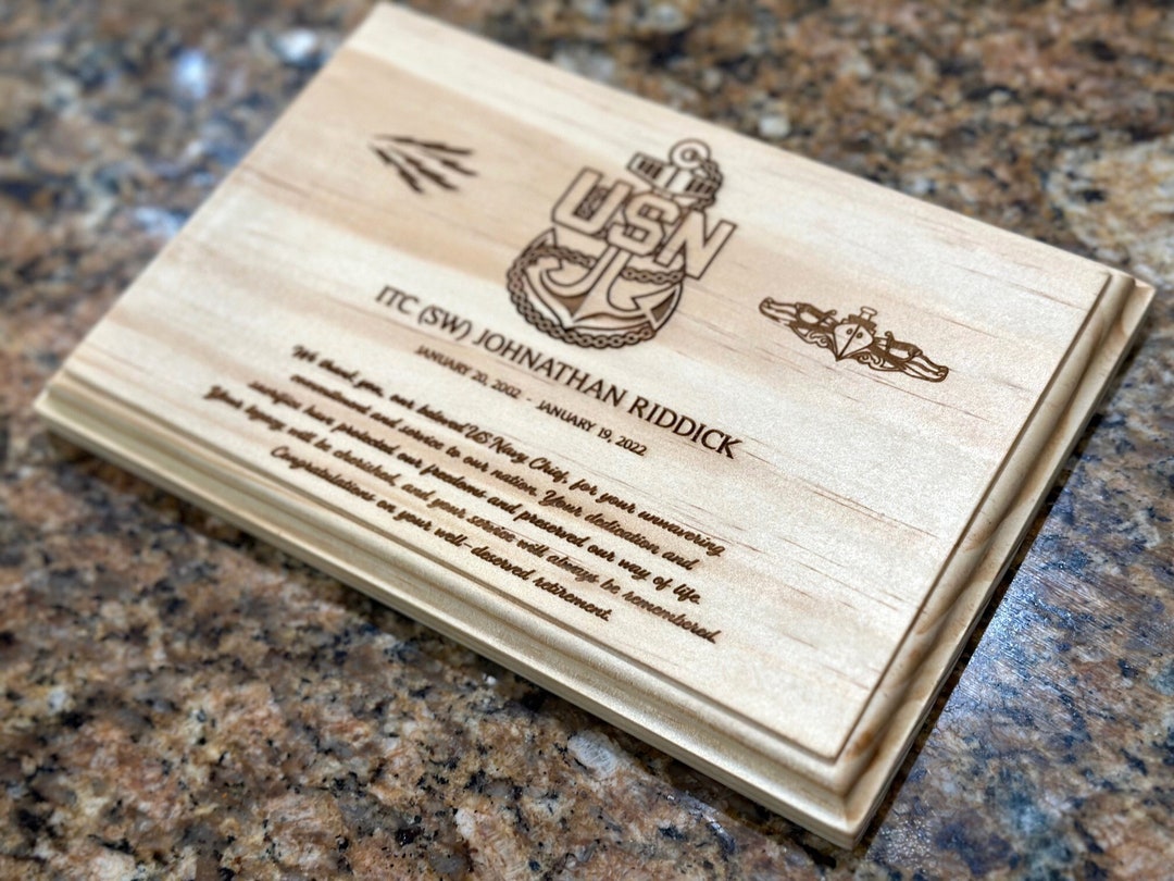 Laser Engraved Personalized US Navy Retirement Plaque Handcrafted for ...