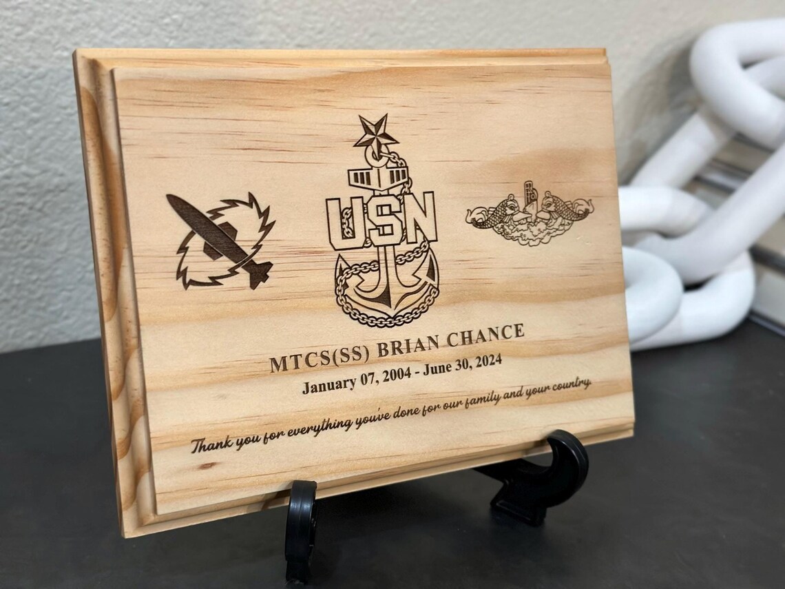 Laser Engraved Personalized US Navy Retirement Plaque - Handcrafted for ...