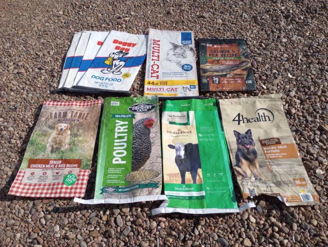 Omniaomnibususa 17 Lot of 10 Plastic Woven Animal Feed Food Bags Totes ...