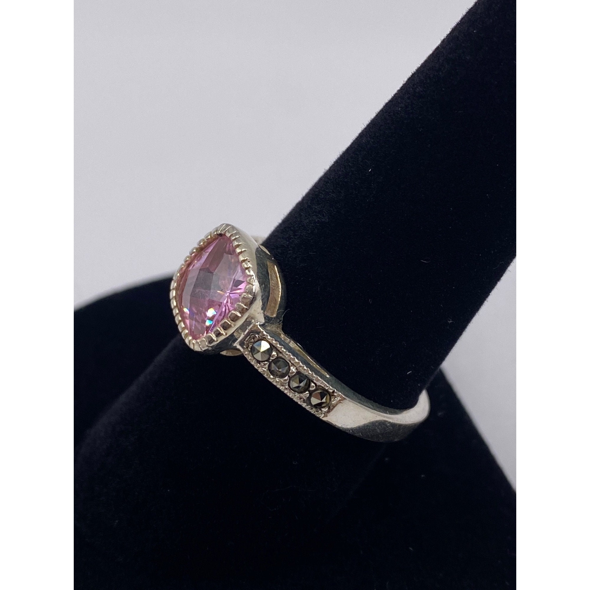 Pink Topaz & Marcasite 925 Ring - Etsy