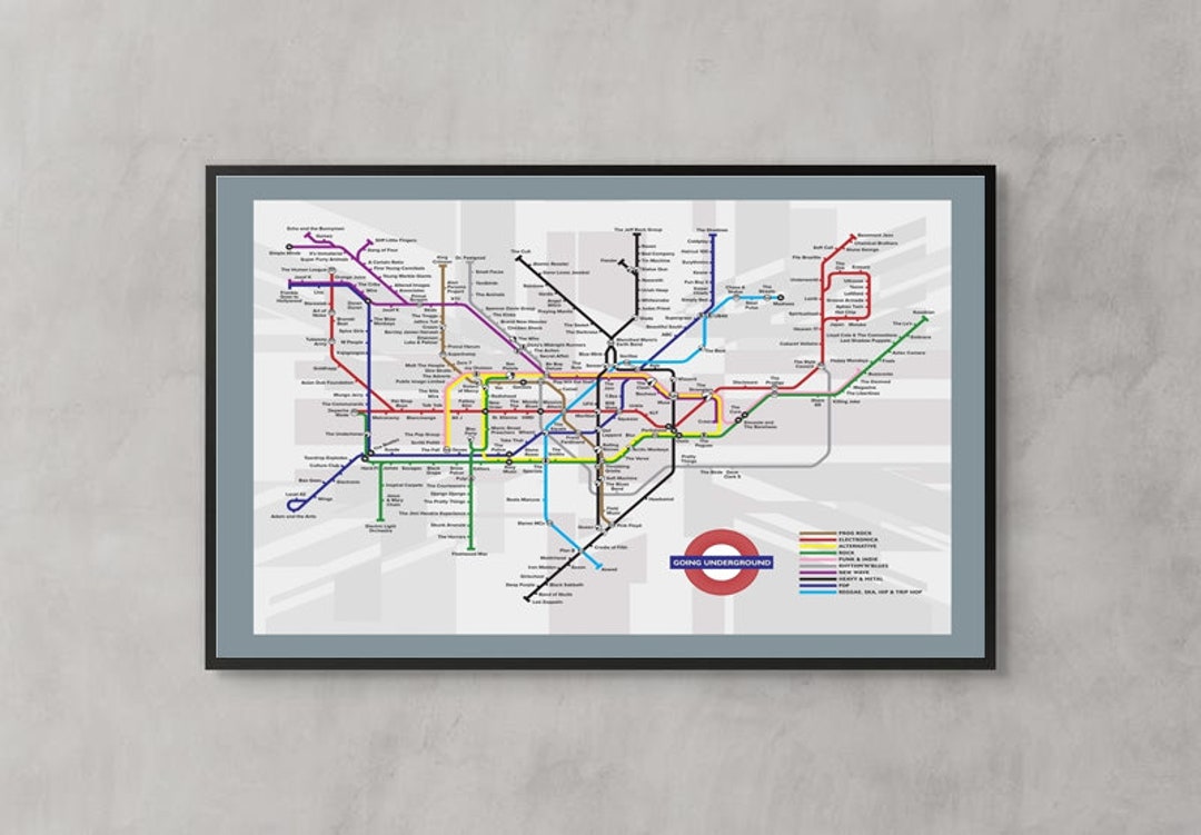 Going Underground Poster A Music Map of Great British Bands - Etsy
