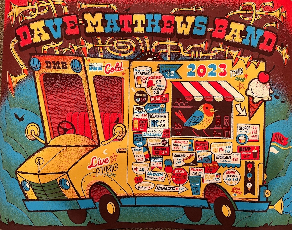 Dave Matthews Band DMB Poster, 2023 Summer Tour Poster, 2023 Music ...