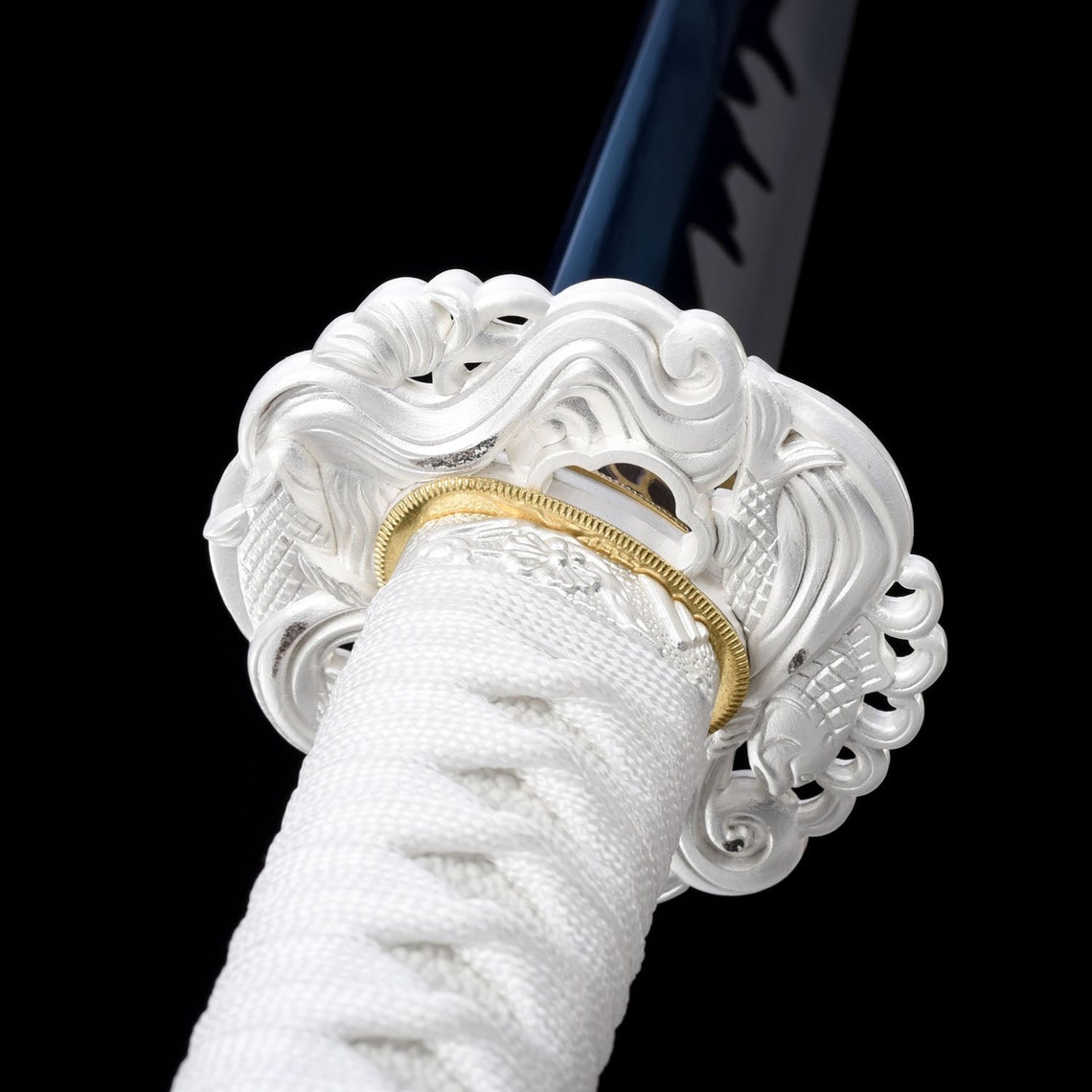 Handmade Japanese Wakizashi Sword High Manganese Steel With Blue Blade ...