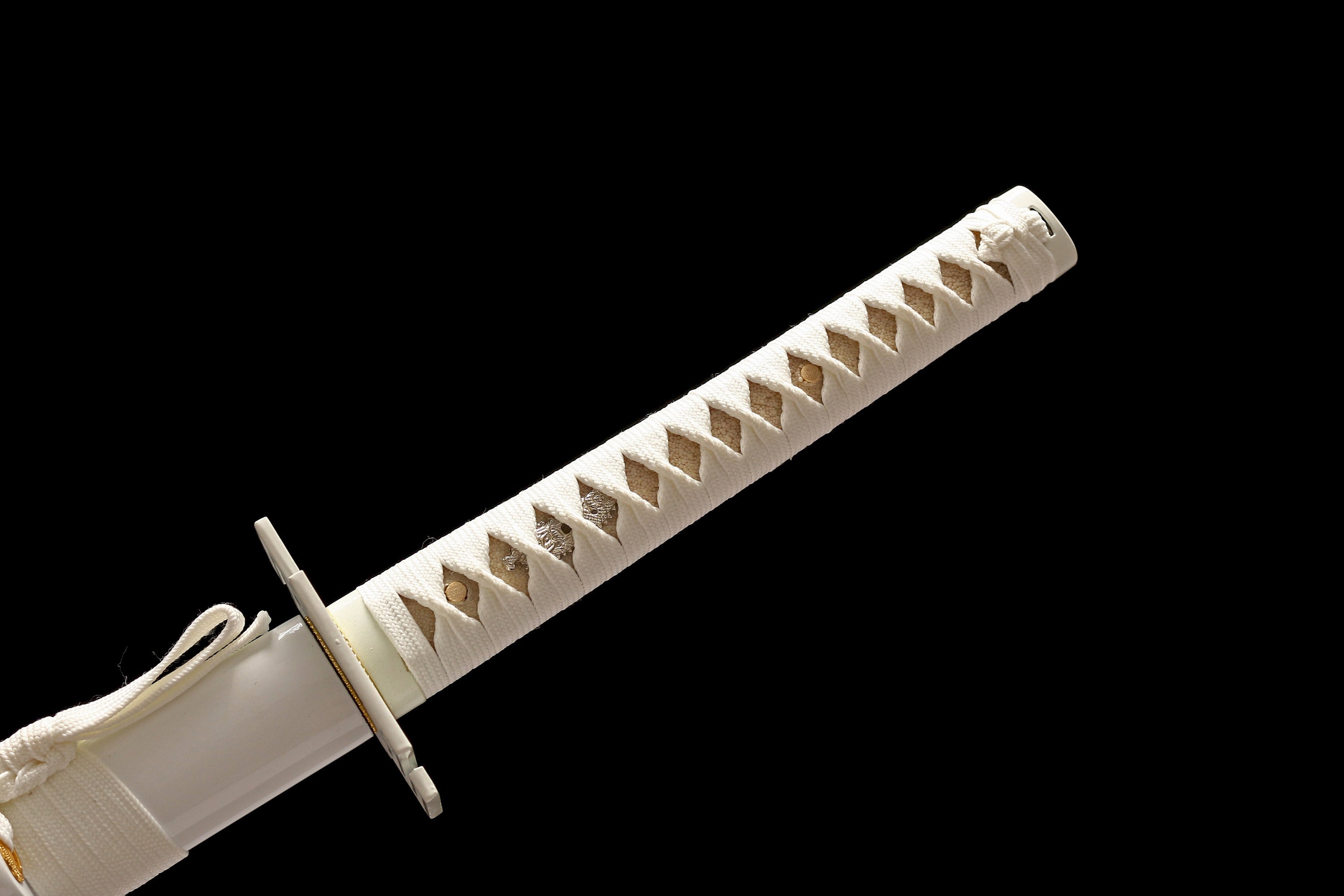 Real Anime Cosplay White Gold Katana Sword - Etsy