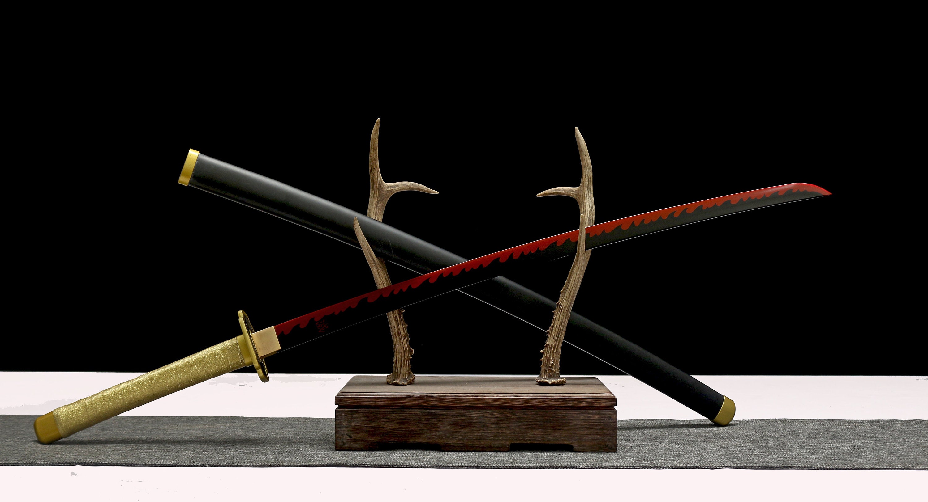 Real Anime Black Red Gold Katana Sword Cosplay - Etsy